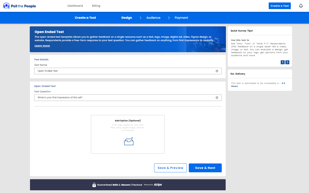 Open-ended testing: How to test a single idea with Poll the People