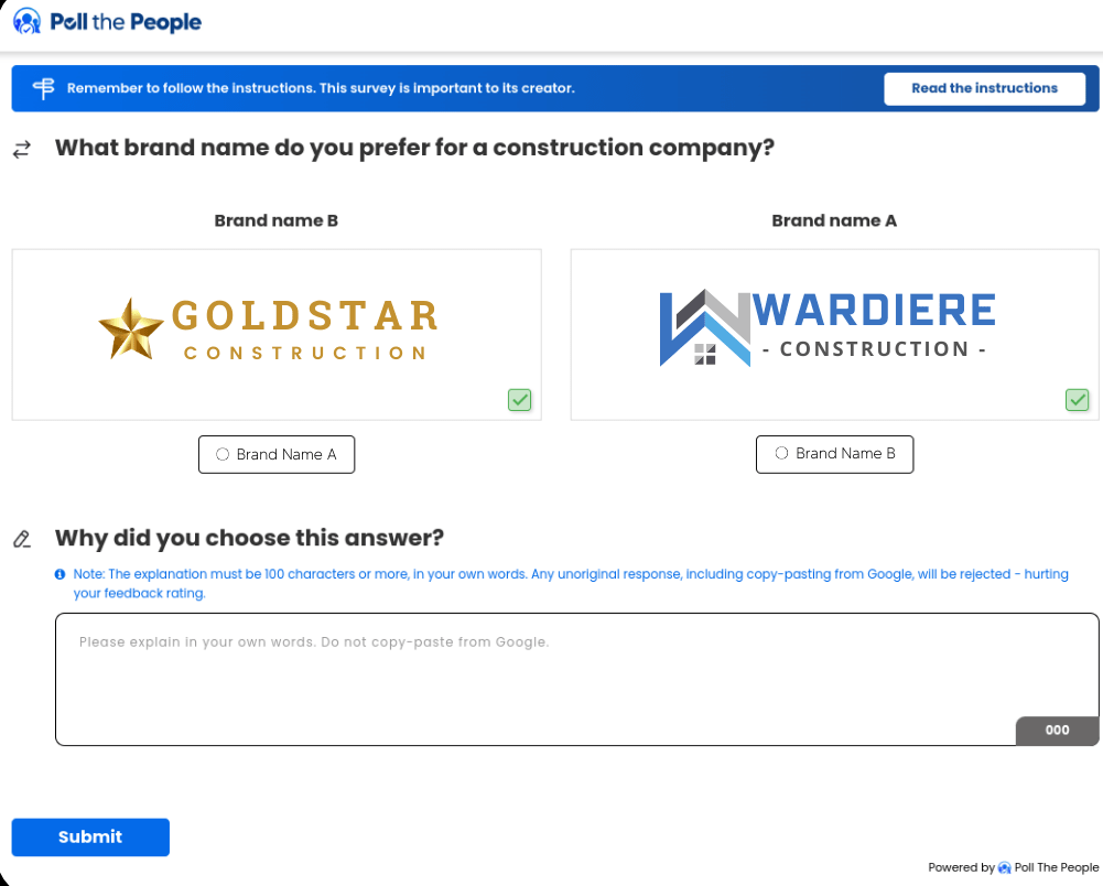 Business Name Testing - Poll the People